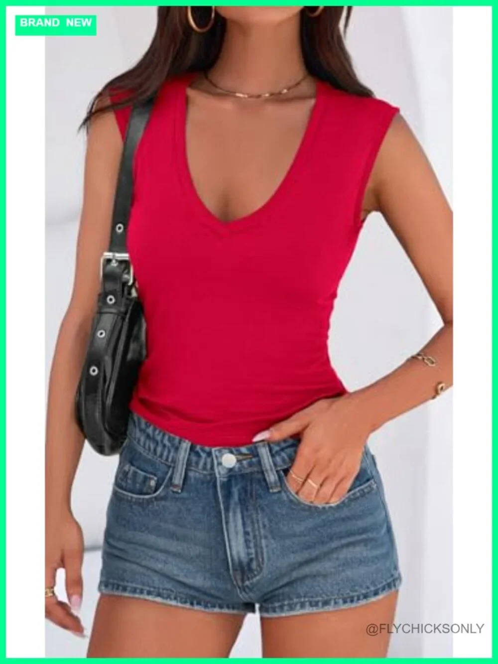 Tops | Sleeveless Ribbed Knit Crop Top Deep V Neck Going Out Tank ...